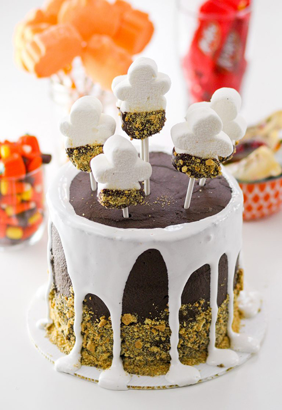 Spooky S’mores Halloween Cake | Campfire Marshmallows